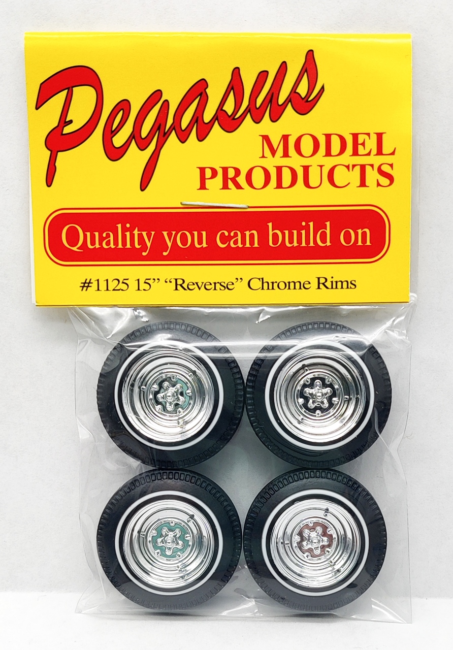 Pegasus 1/24 or 1/25 Scale "Reverse" Chrome Wheels with White Stripe ...