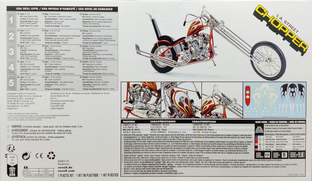 Revell L.A. Street Chopper Motorcycle, 1/8 Scale - Spotlight Hobbies