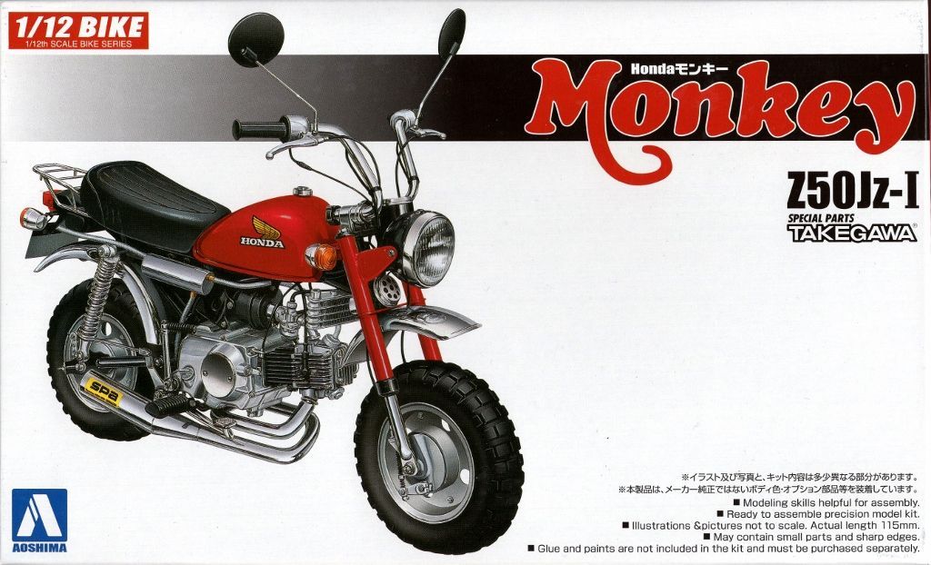 Aoshima 1978 Honda Monkey Z50Jz-I Motorcycle Mini Bike, 1/12 Scale - Spotlight Hobbies