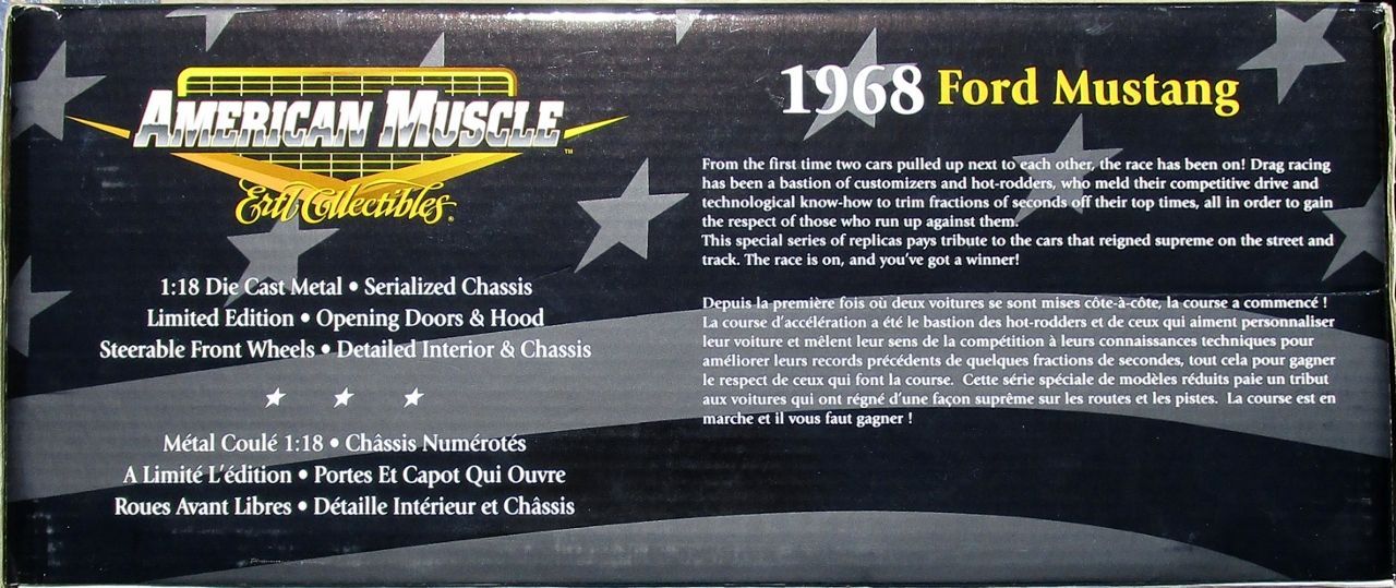 Ertl American Muscle Sandy Elliot 1968 Ford Mustang Cobra Jet Fastback ...