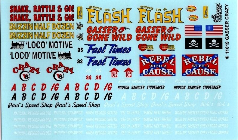 Gofer Racing Gasser Crazy Decal Sheet - Spotlight Hobbies
