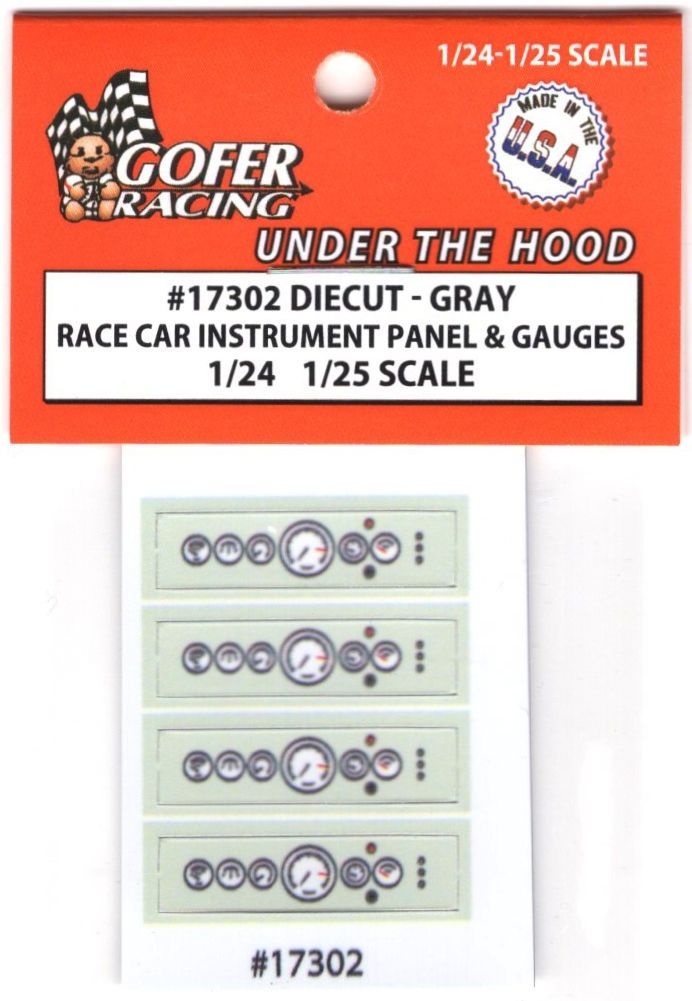 Gofer Racing Plastic Die-cut Race Car Instrument Panel & Gauges - Gray ...