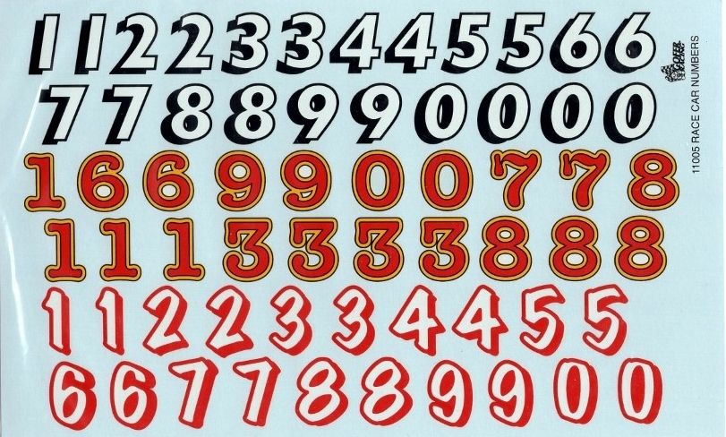 Gofer Racing Race Car Numbers Decal Sheet - Spotlight Hobbies