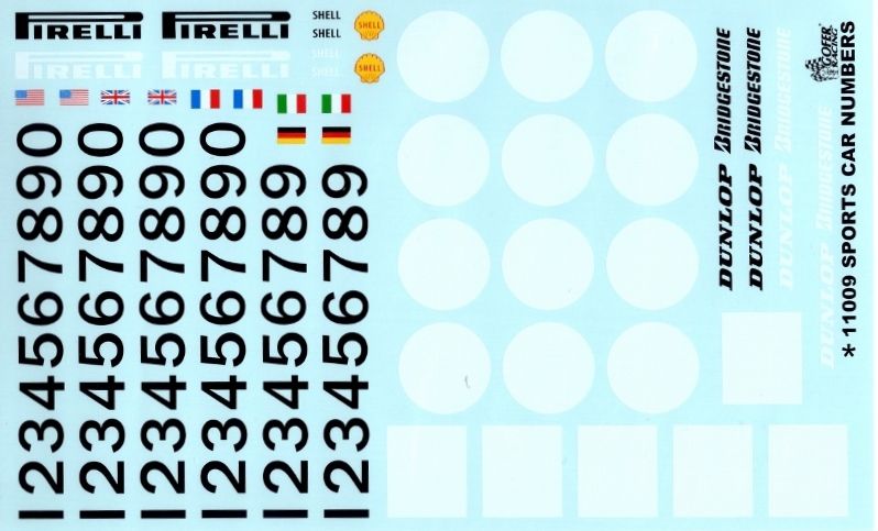 Gofer Racing Sports Car Numbers Decal Sheet - Spotlight Hobbies