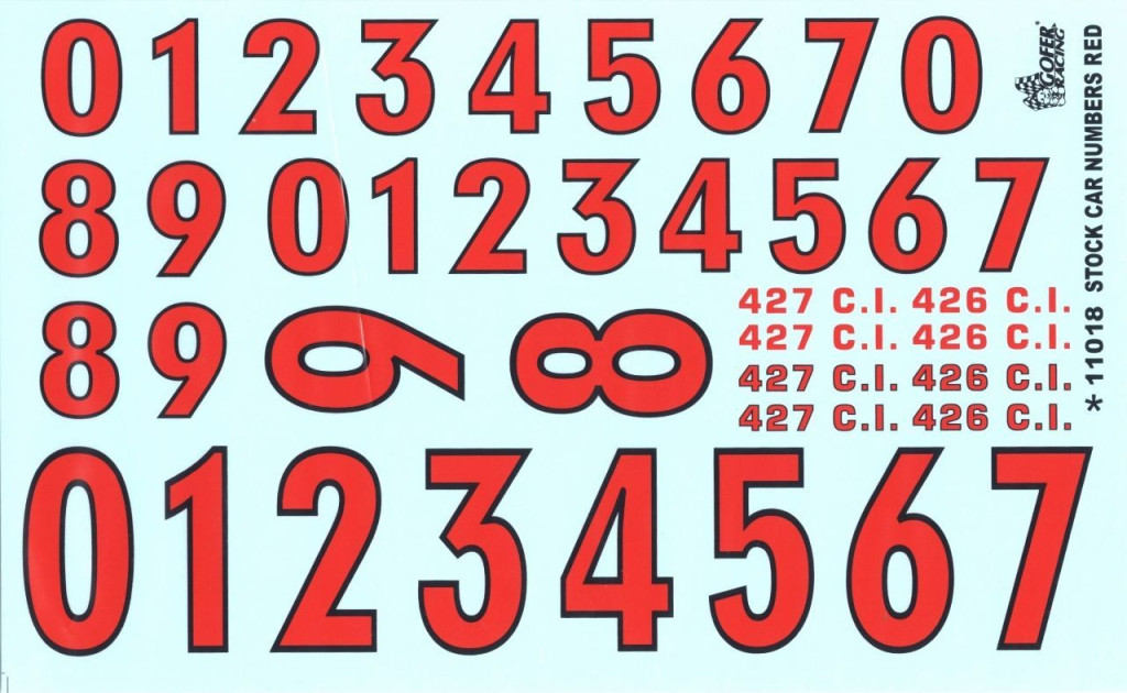Gofer Racing Stock Car Numbers Red Decal Sheet - Spotlight Hobbies