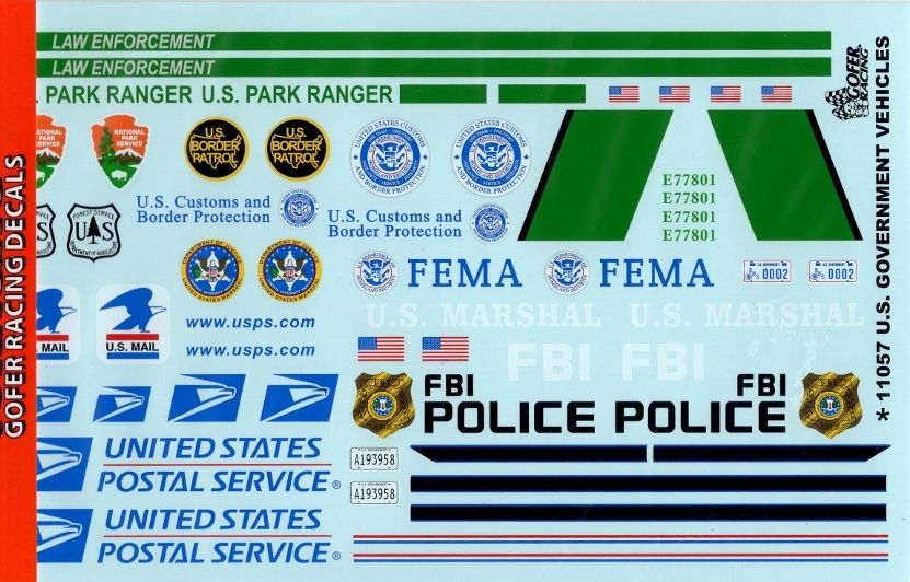 Gofer Racing U.S. Government Vehicles Decal Sheet - Spotlight Hobbies