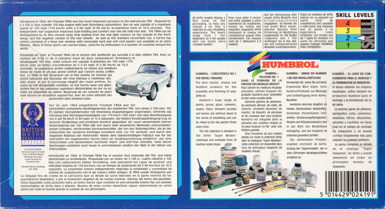 US Airfix (Humbrol) Triumph TR4A, 1/32 Scale - Spotlight Hobbies