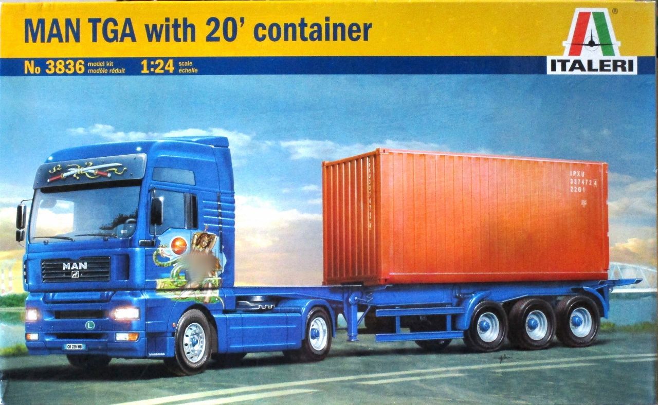 Italeri MAN TGA Semi Truck Tractor with Trailer and 20' Container ...