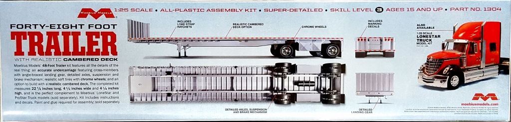 Moebius Forty-Eight Foot Flatbed Semi Trailer with Realistic Cambered ...