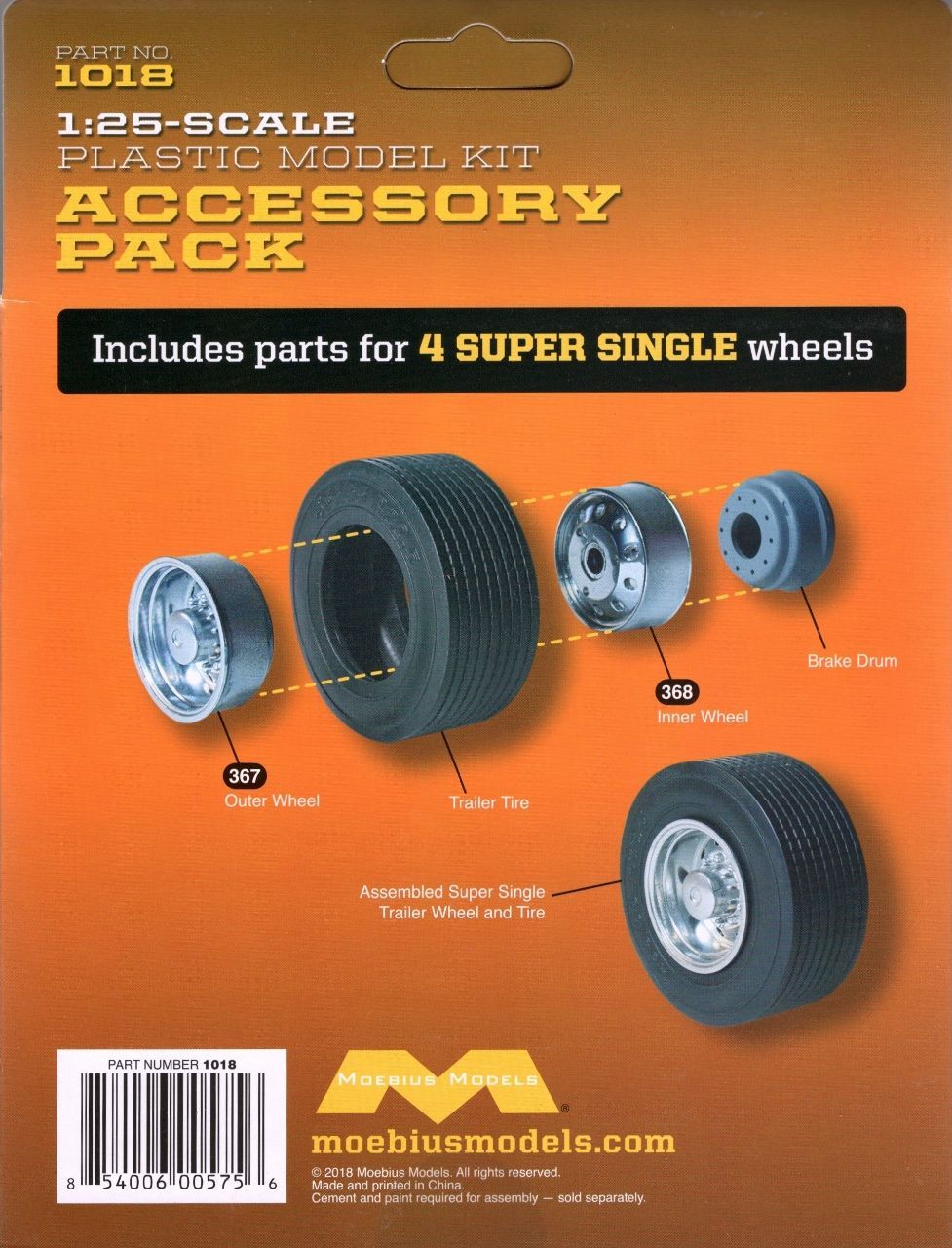 Moebius Super Single Semi Trailer Wheel & Tire Set Parts Pack ...