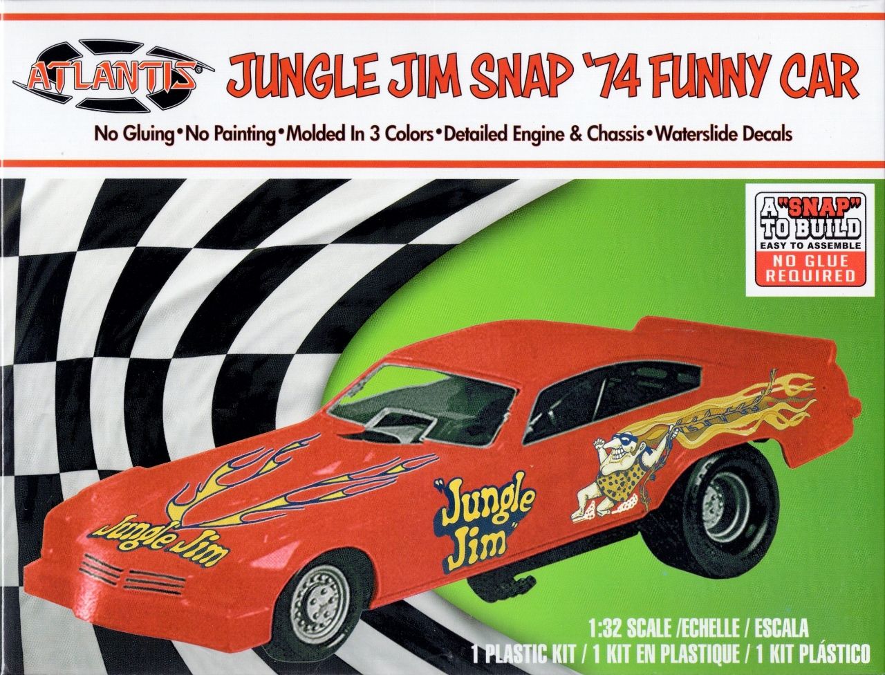 Atlantis (Monogram) Jungle Jim 1974 Chevy Vega Funny Car, Snap Kit, 1/ ...