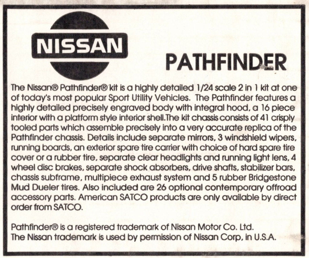 American SATCO 1992 Nissan Pathfinder SUV - Spotlight Hobbies