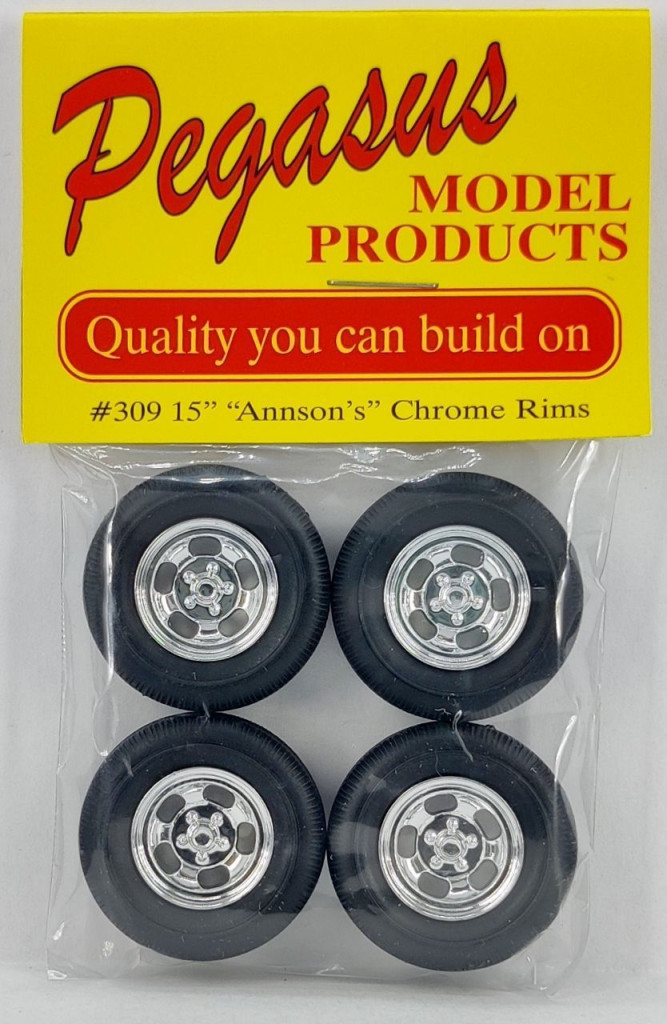 Pegasus 1/24 or 1/25 Scale "Annson's" 15" Chrome Wheels with Tires Set ...