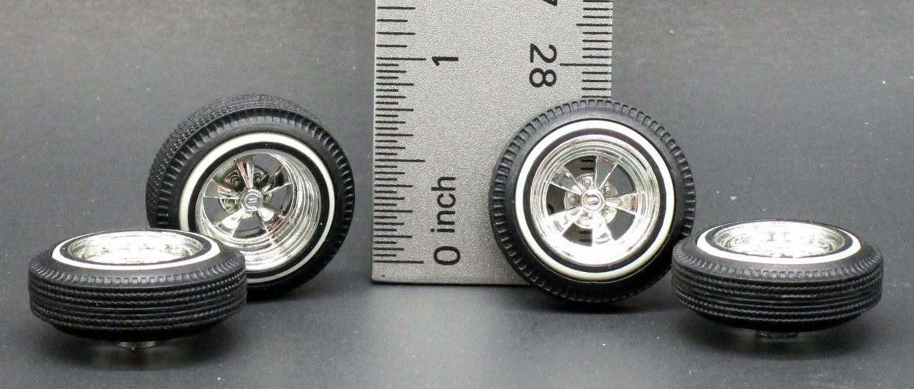 Pegasus 1/24 or 1/25 Scale Mini T's 15" Chrome Wheels with Whitewall ...