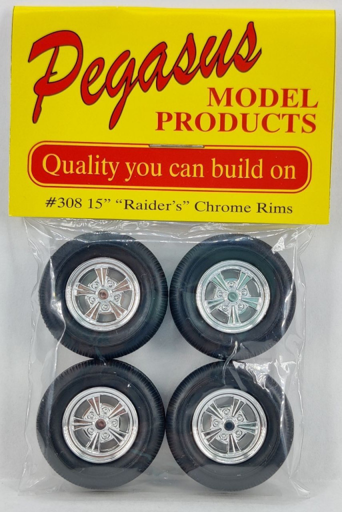 Pegasus 1/24 or 1/25 Scale "Raider's" 15" Chrome Wheels with Tires Set ...