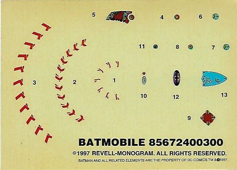 Revell Batman & Robin "Batmobile" Decals, 3.75 x 2.75 inches ...