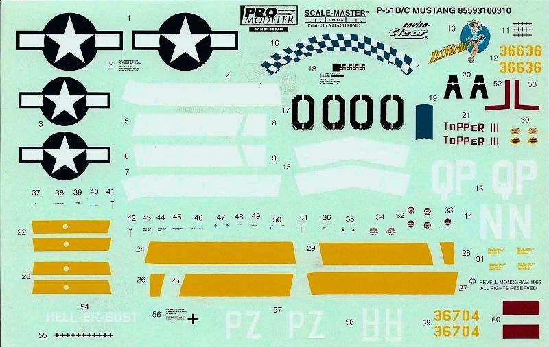 Revell/Monogram "Pro Modeler" North American P-51B/C Mustang, 1/48 ...