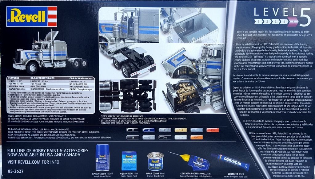 Revell Peterbilt 359 Semi Tractor Truck with Detailed Sleeper ...