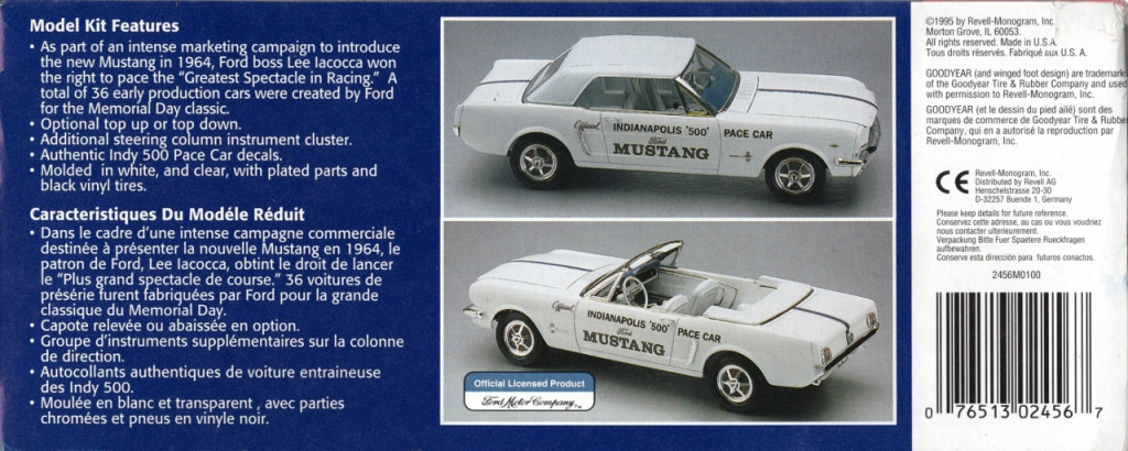 Monogram 1964 1/2 Ford Mustang Convertible Indy Pace Car - Spotlight ...