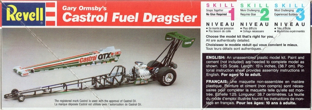 Revell Gary Ormsby "Castrol GTX" 1989 Rear Engine Top Fuel Dragster ...