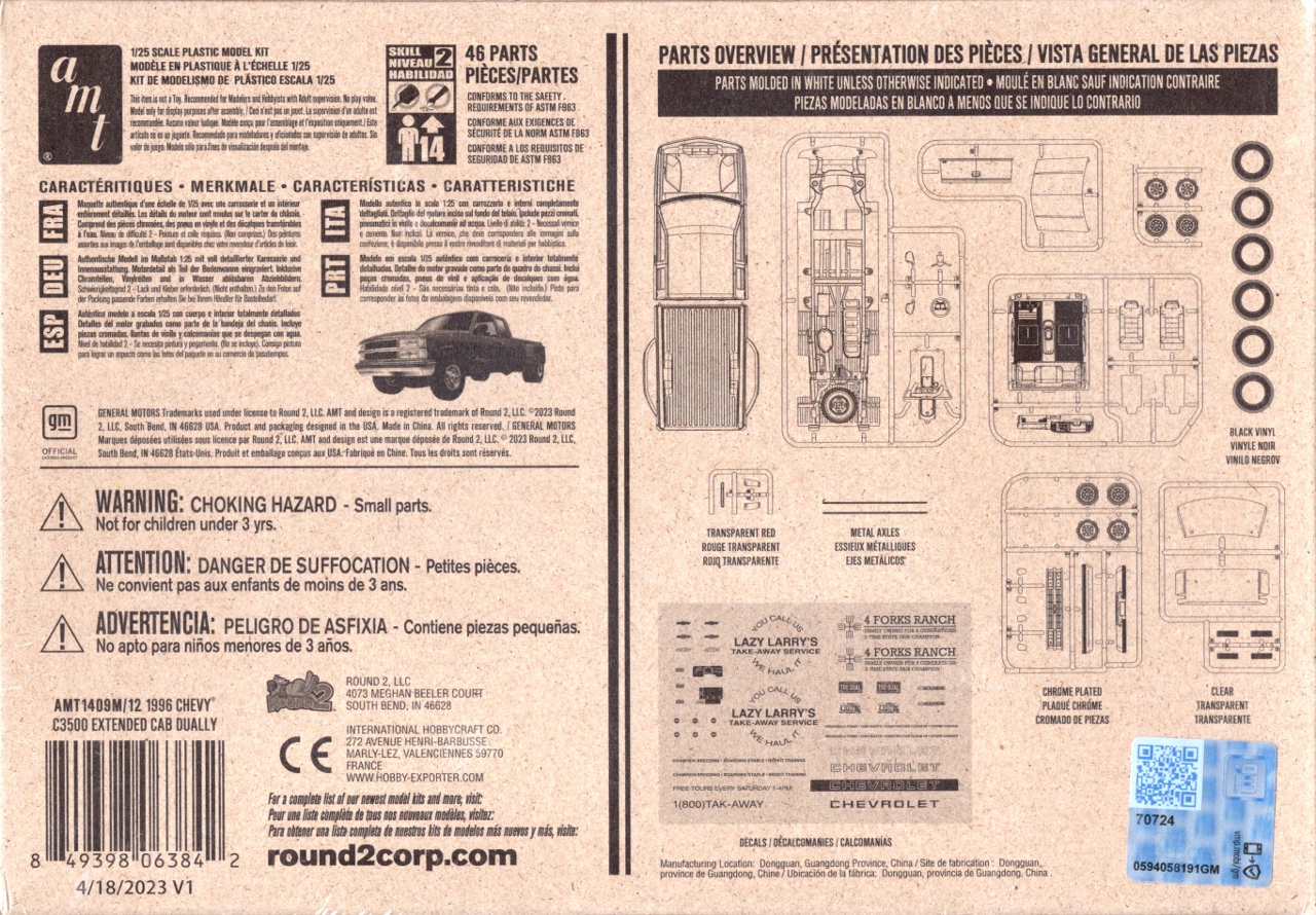 AMT 1996 Chevy C3500 Extended Cab Dually Pickup Truck - Easy Build ...