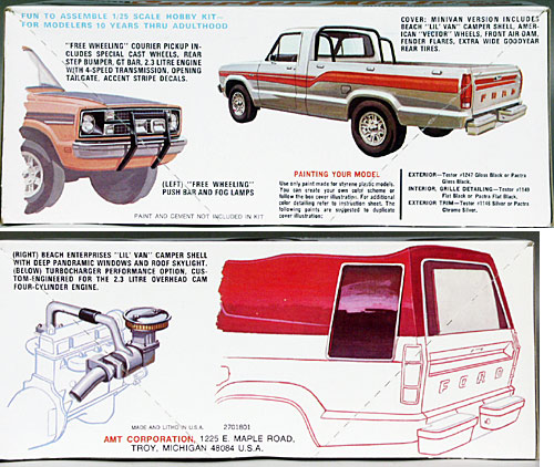 AMT 1978 Ford Courier Fleetside Pickup Truck with Cap "Courier Minivan ...