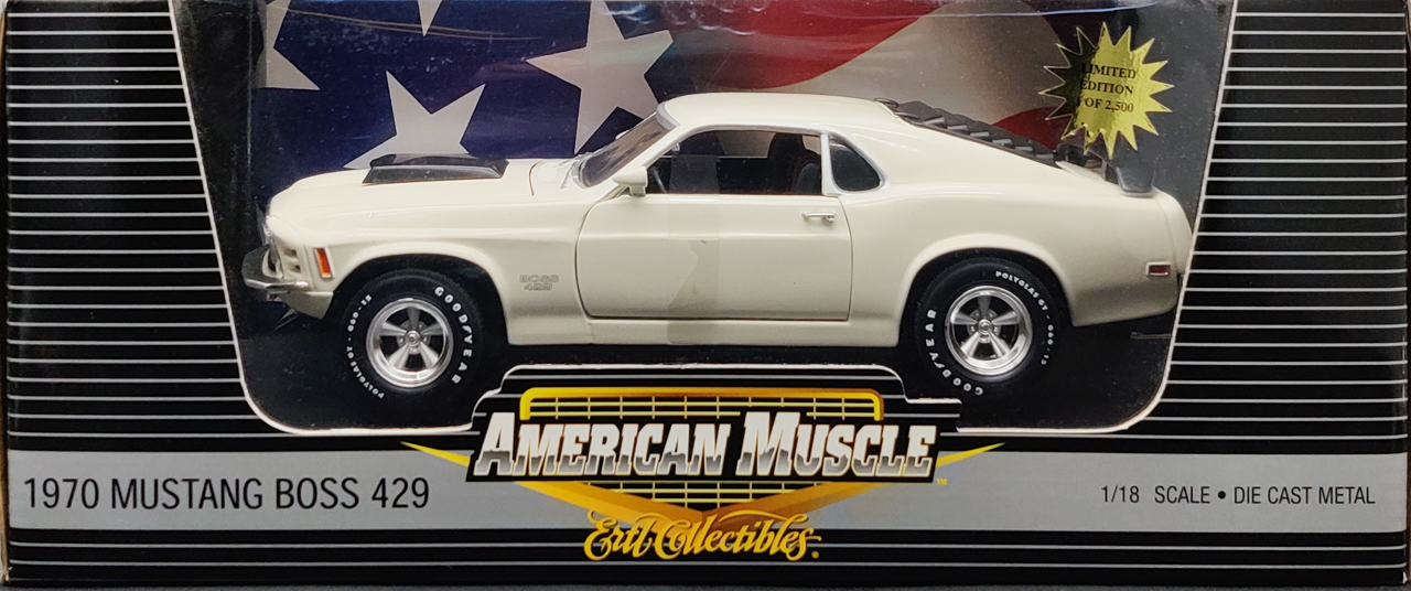 Ertl American Muscle 1/18 Scale 1970 Ford Mustang Boss 429 - White with ...