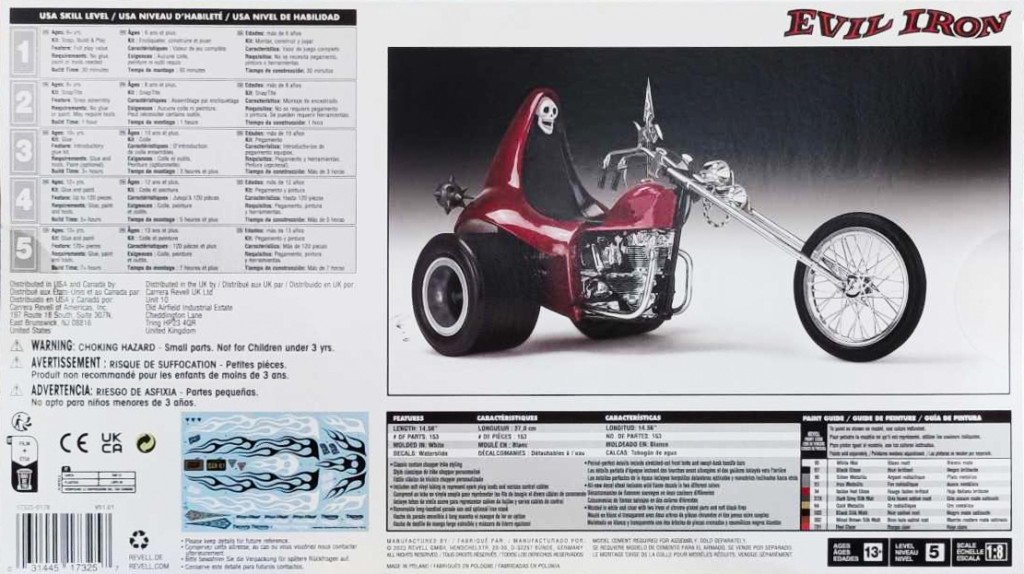 Revell Evil Iron Custom Chopper Trike Motorcycle - 1/8 Scale ...