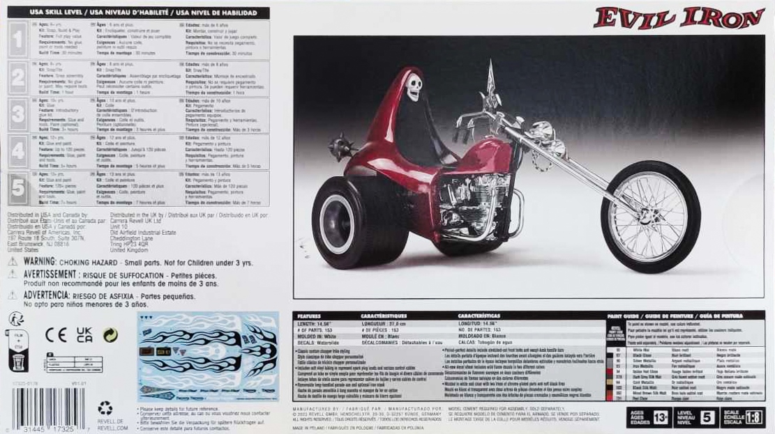 Revell Evil Iron Custom Chopper Trike Motorcycle - 1/8 Scale ...