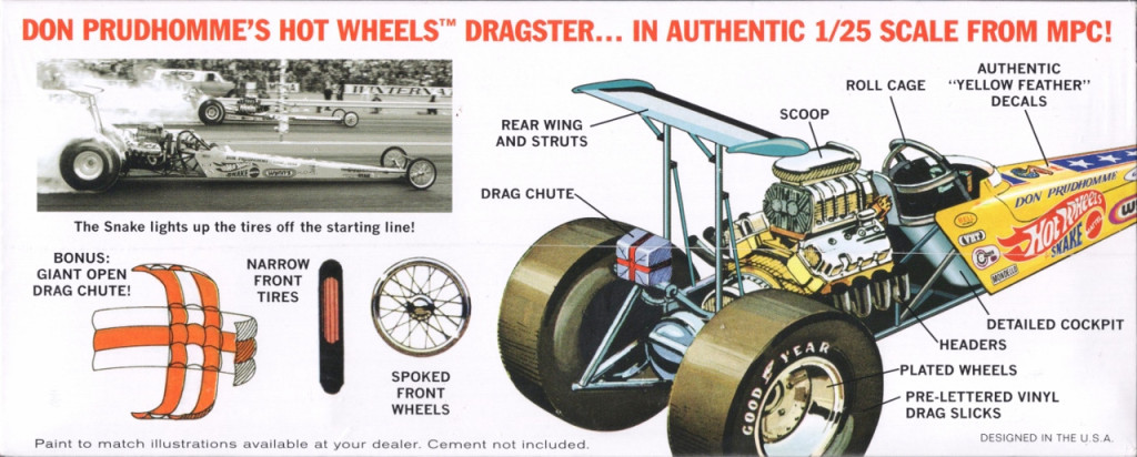 MPC "Yellow Feather" Don "Snake" Prudhomme 1972 "Hot Wheels" Rear ...
