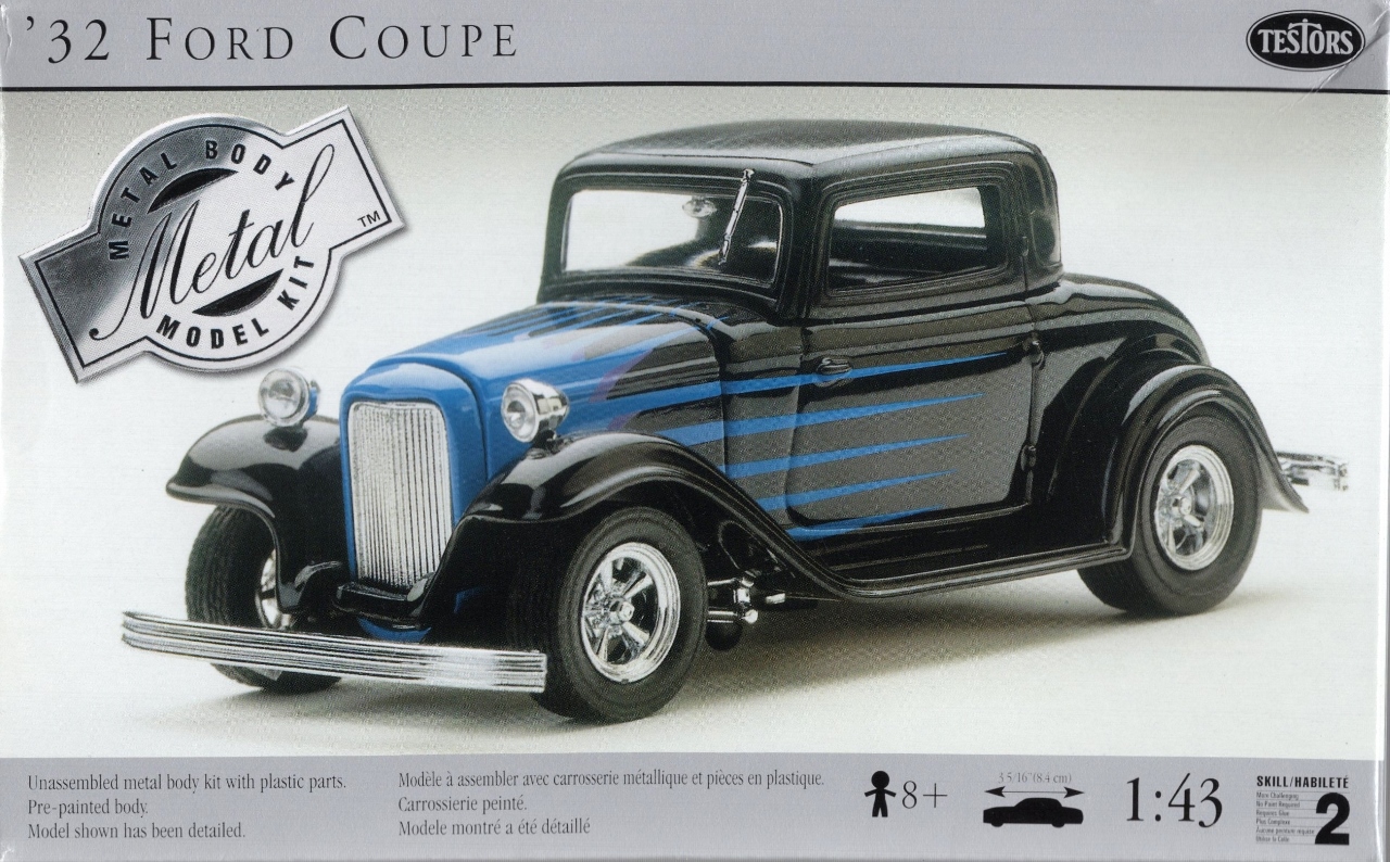 Testors 1932 Ford 3-Window Coupe - Pre-painted Body Metal Kit - 1/43 ...