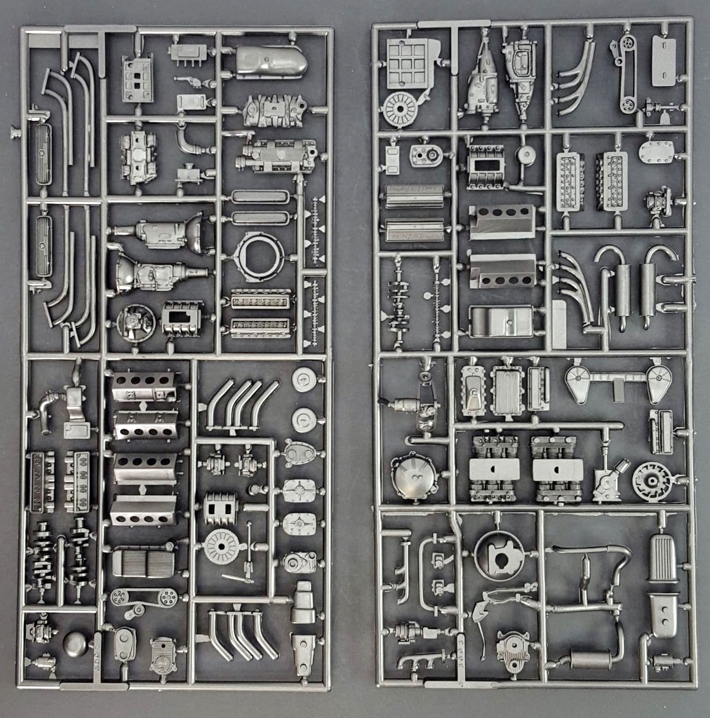 AMT "Blueprinter" Chrome Grilles & Bumpers, Chevy 283, Pontiac 421 ...