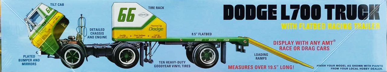AMT Dodge L-700 Semi Tractor Truck Tilt Cab with Flatbed Racing Trailer ...