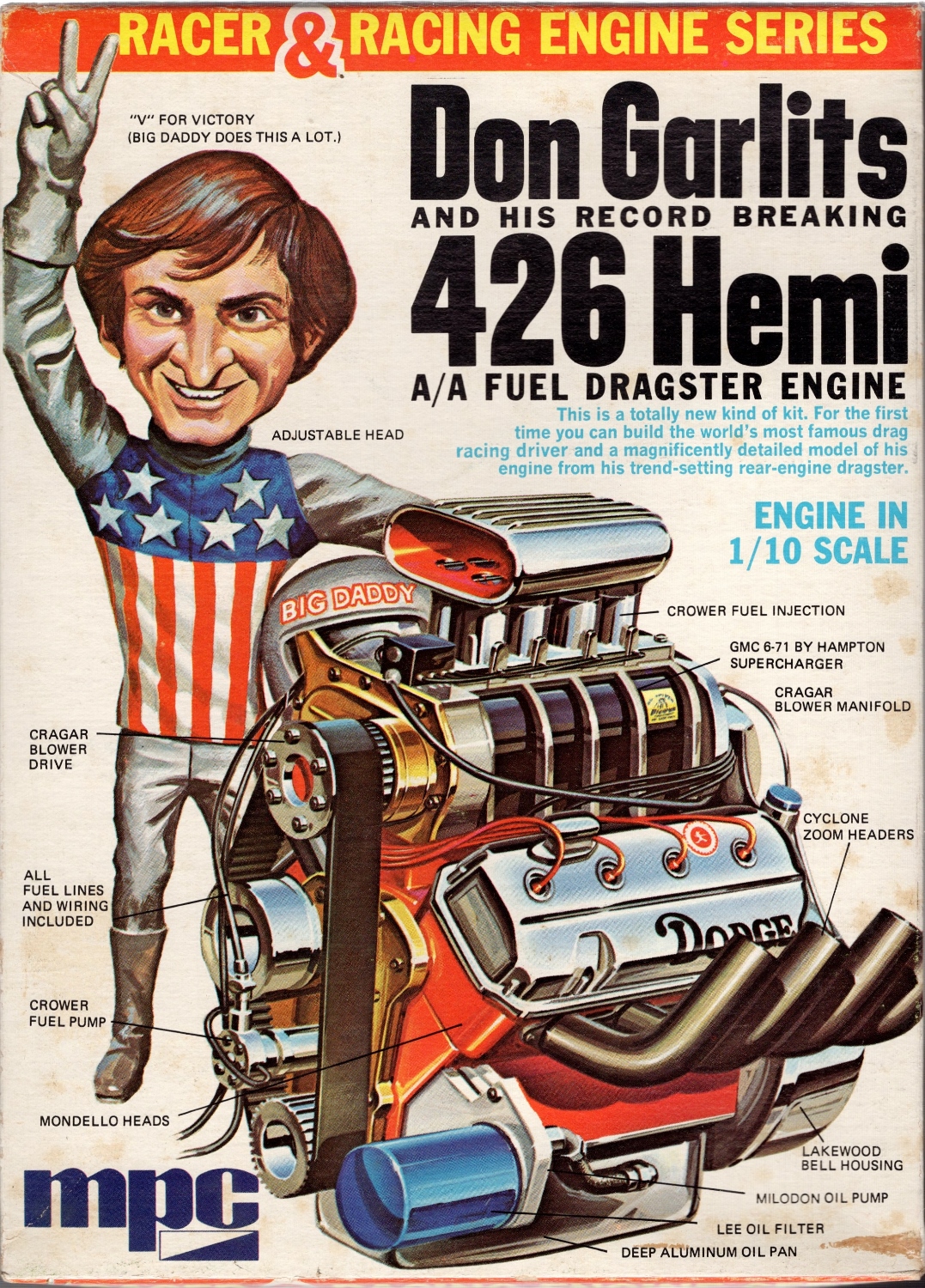 MPC Don Garlits and His Funny Car 426 Hemi Fuel Dragster Engine - 1/10 ...