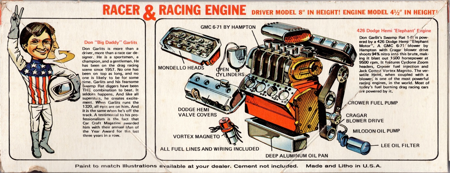 MPC Don Garlits and His Funny Car 426 Hemi Fuel Dragster Engine - 1/10 ...