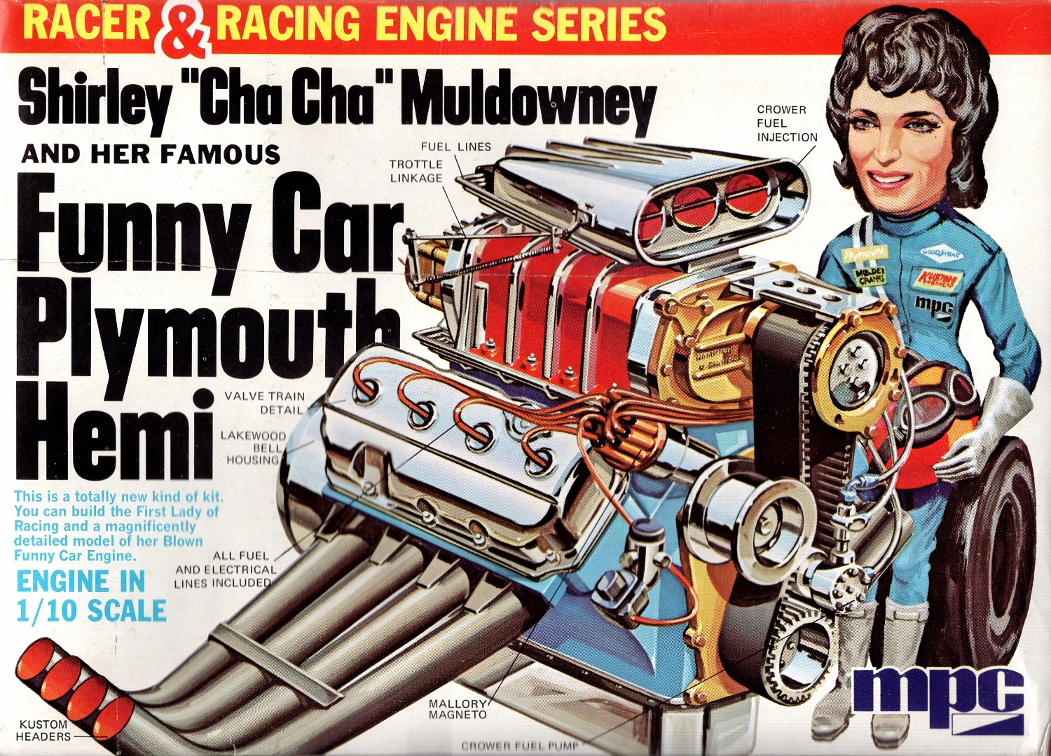MPC Shirley "Cha Cha" Muldowney and Her Funny Car Plymouth Hemi Engine ...