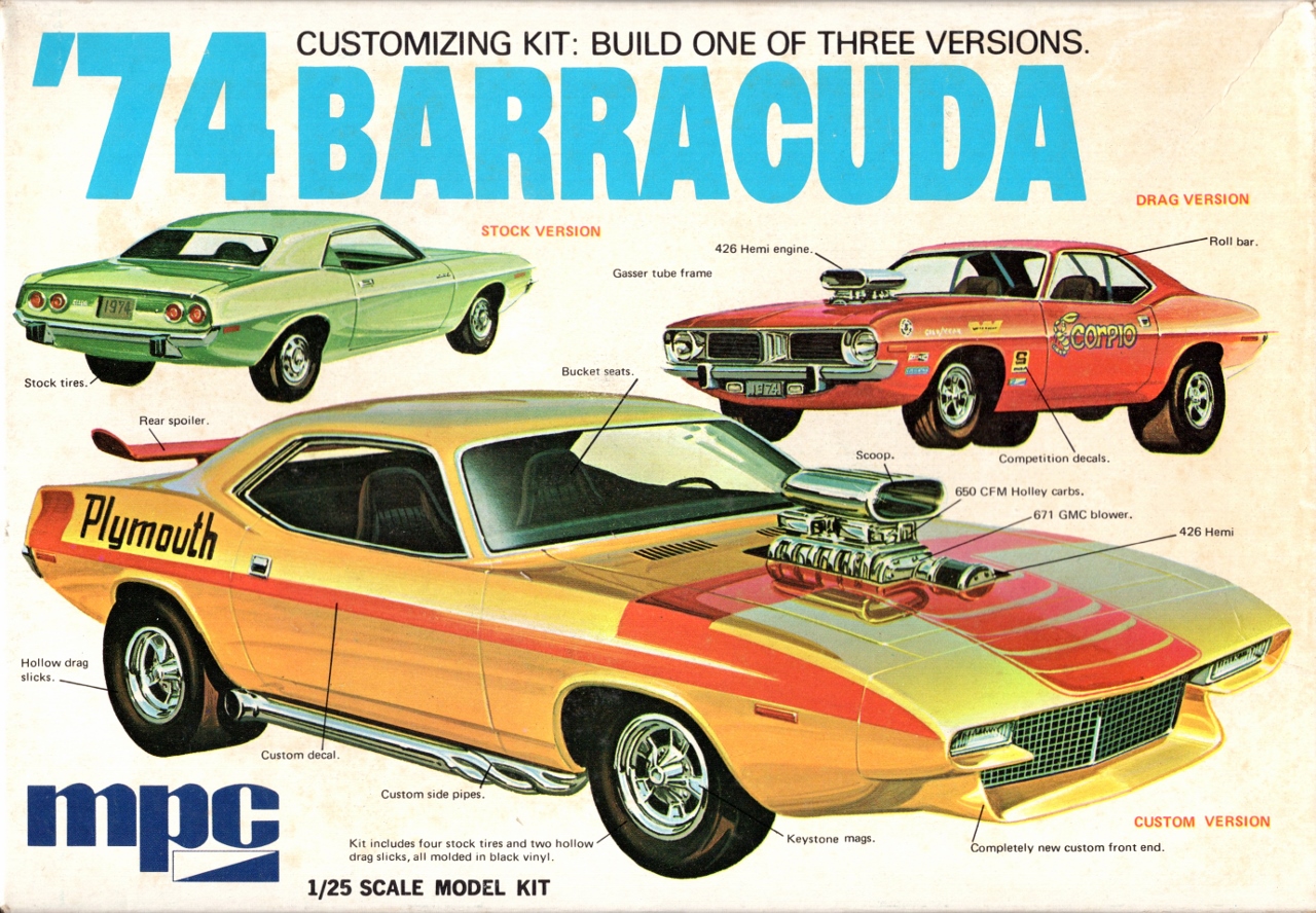 MPC 1974 Plymouth Barracuda Hardtop - Stock, Blown Gasser Drag Car or ...