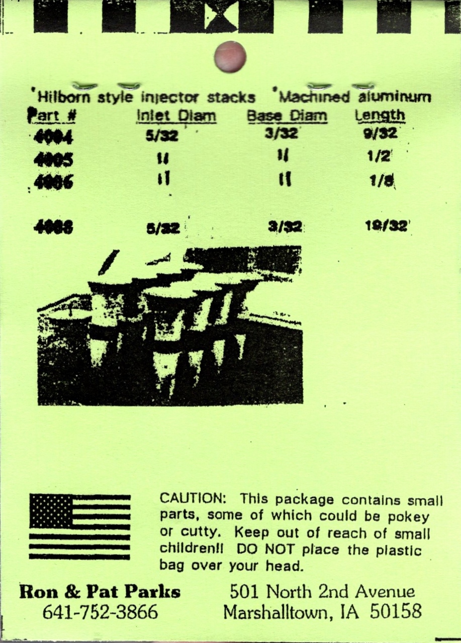 Parts By Parks Machined Aluminum Injector Stacks - 12.5" - Spotlight ...