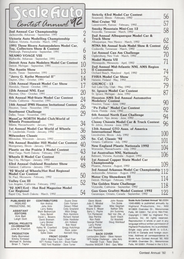 Scale Auto Contest Annual 1992 - Uncirculated - Spotlight Hobbies