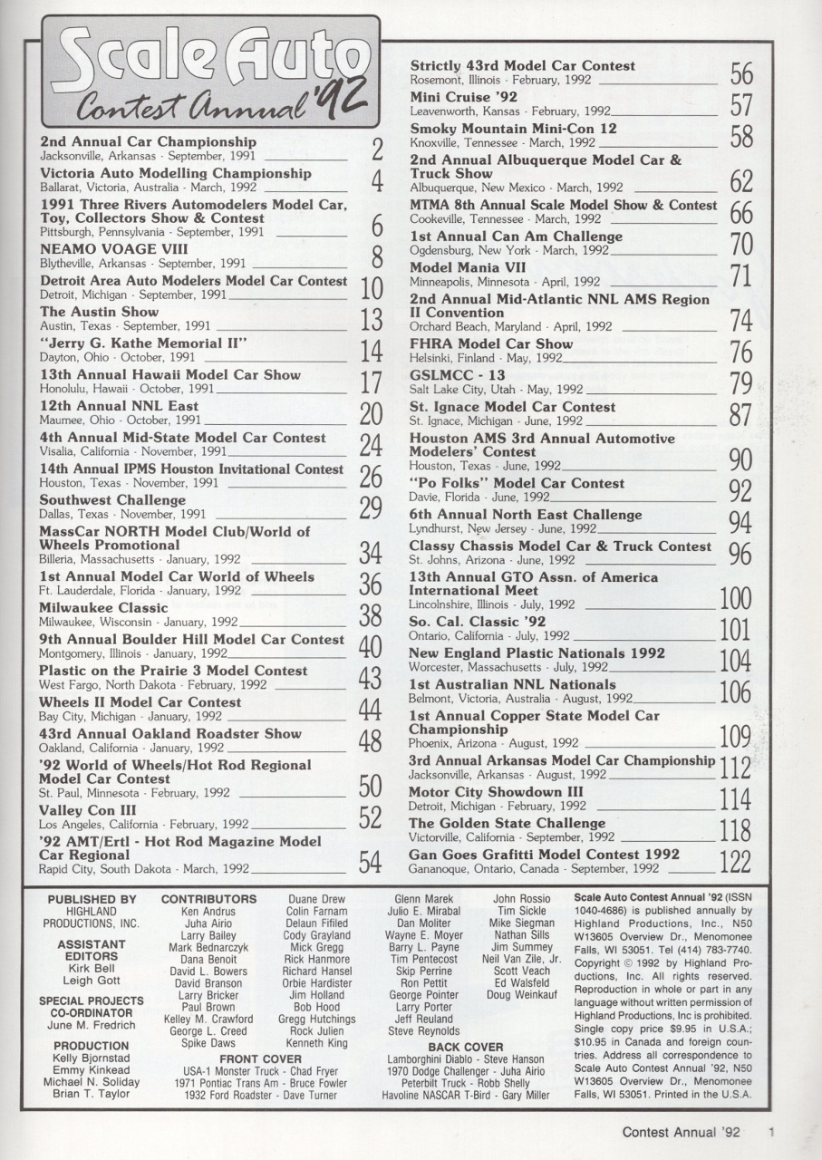 Scale Auto Contest Annual 1992 - Uncirculated - Spotlight Hobbies