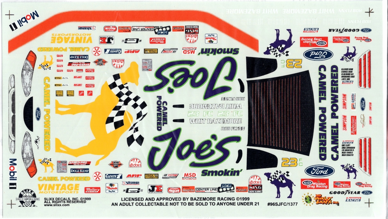 Slixx Decals "Joe's Smokin'" Camel Powered Ford Mustang Funny Car ...