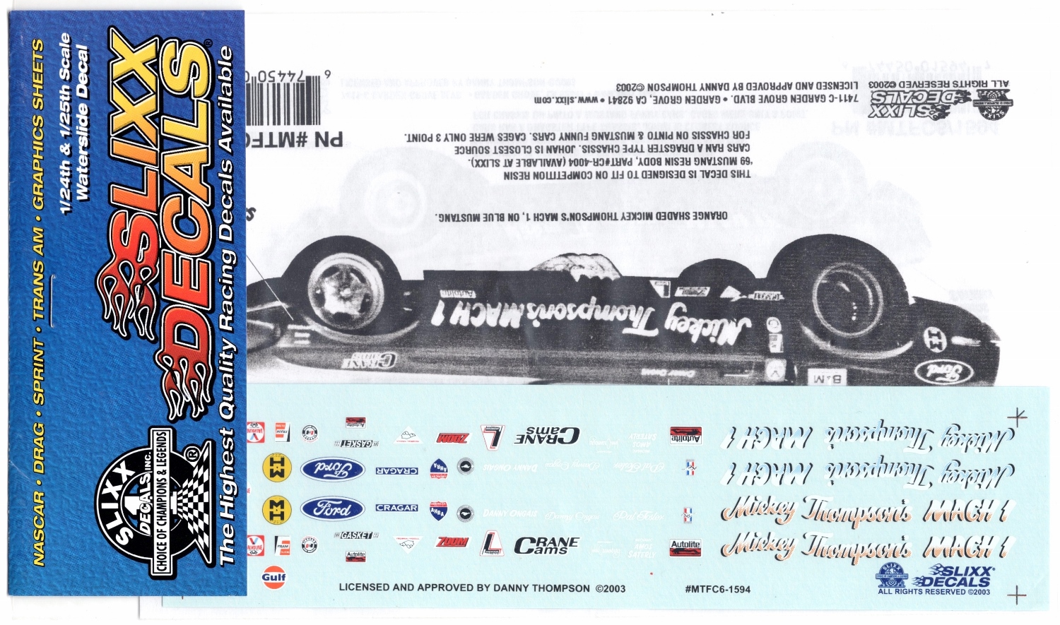 Slixx Decals "Mickey Thompson's Mach 1" 1969 Ford Mustang - Spotlight ...