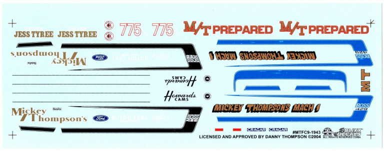 Slixx Decals "Mickey Thompson's Mach 1" 1964 Ford Fairlane Thunderbolt ...