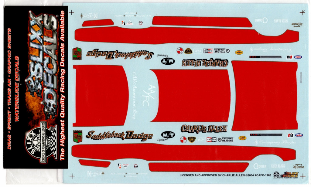 Slixx Decals "Saddleback Dodge" Dodge Dart Funny Car - Spotlight Hobbies