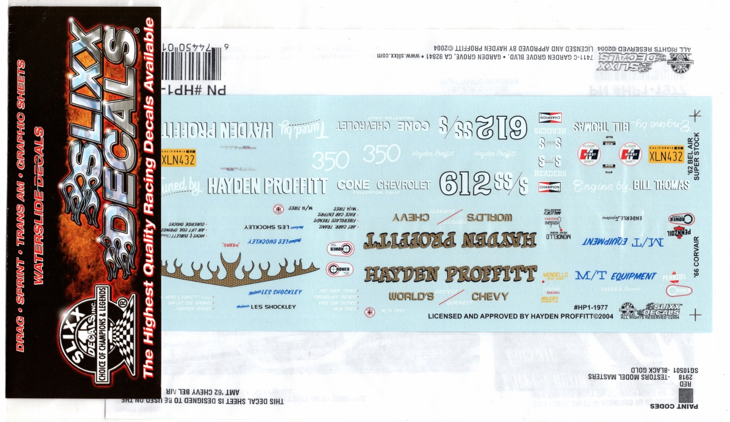 Slixx Decals "Hayden Proffitt" 1962 Chevy Bel Air Super Stock and 1966 ...