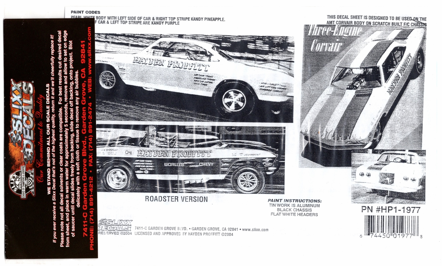 Slixx Decals "Hayden Proffitt" 1962 Chevy Bel Air Super Stock and 1966 ...