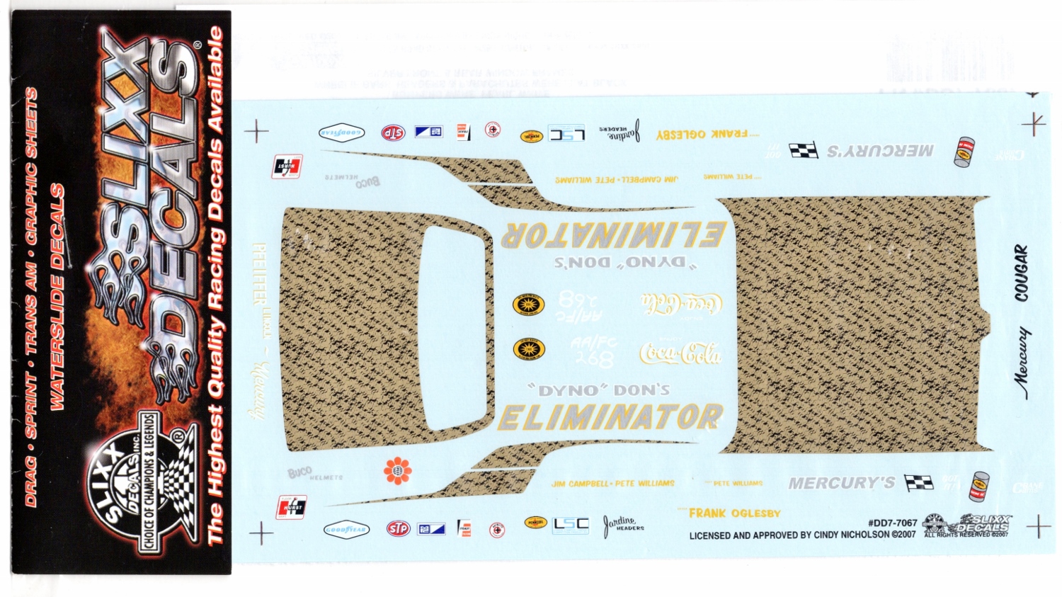 Slixx Decals Dyno Don Nicholson's "Eliminator" Mercury Cougar ...