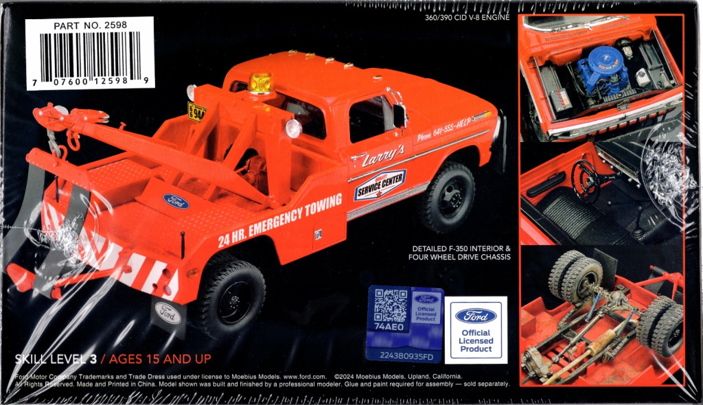 Moebius 1972 Ford F-350 4x4 High Side Wrecker Tow Truck - Spotlight Hobbies