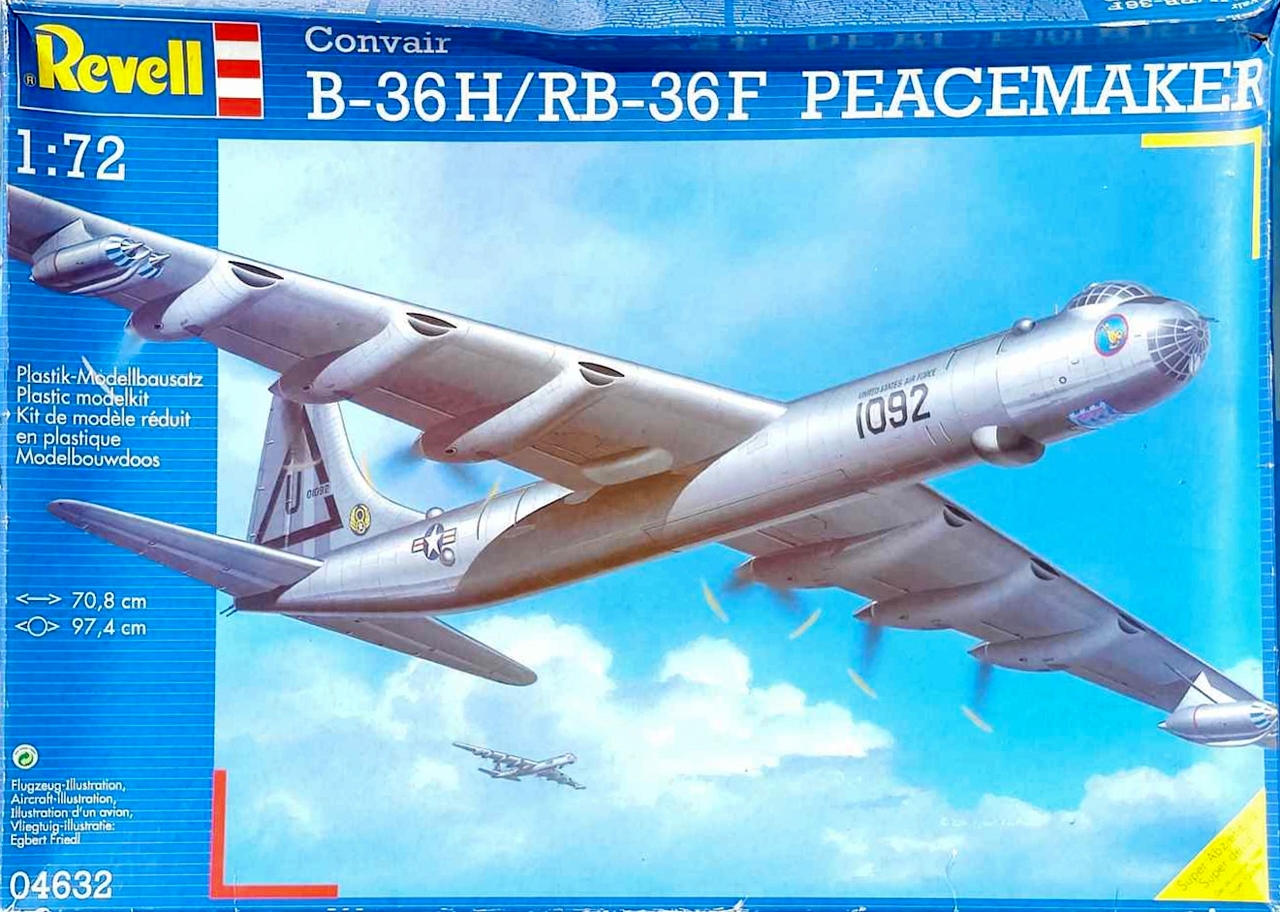 Revell B-36H/RB-36F Peacemaker USAF Bomber Airplane - 1/72 Scale ...